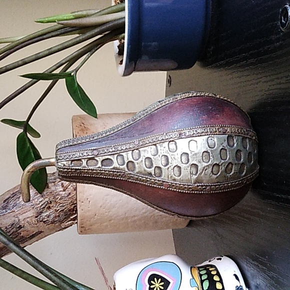 Accents | Vintage Carved Wood And Hammered Metal Decorative Pear Fruit ...